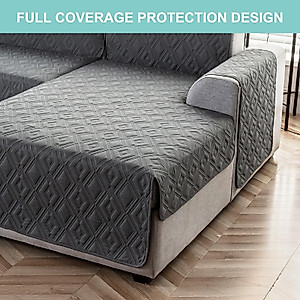 Genina Sectional Couch Covers for Dogs L Shaped Sofa Covers Chaise Lounge Cover Reversible Couch Covers for Sectional Sofa L Shape Furniture Protectors Cover for Pets, Kids (Dark Gray, Small)