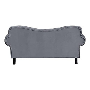 Lexicon Rosalie 72.5" Velvet Loveseat with Nailhead in Dark Gray