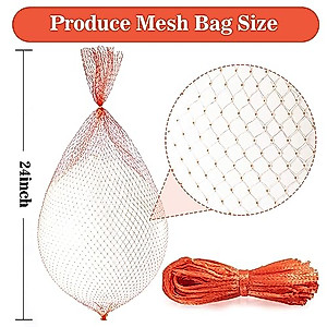 Sukh 90PCS Mesh Produce Bags - 24Inch Mesh Vegetable Bags Onion Storage Bags Net Produce Seafood Bags net bags for vegetables Storage Fruits Seafood and Other Agricultural Products Red