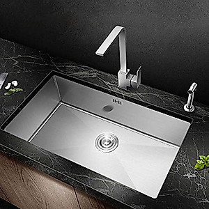 Undermount 16in 26in 24in Kitchen Sink Stainless - Single Bowl Workstation Commercial Sink Basin with Faucet and Soap Dispenser, for Restaurant Workbench Washing Hand Basin (Size : 40x30cm/15.7x11.8i