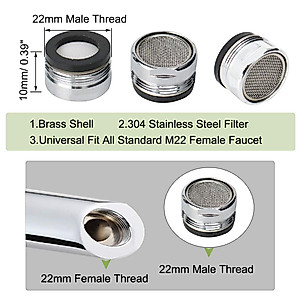 uxcell 6pcs 22mm Faucet Aerators Universal Male Faucet Replacement Part for Bathroom Lavatory Kitchen Sinks Faucet Bidet Faucet