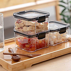 AKOAK 1 Pack Airtight Food Storage Container - (460ml) Square Clear Storage Box - Spices, Sweets, Nuts, Coffee and Tea, Spillproof to Keep Food Fresh and Dry