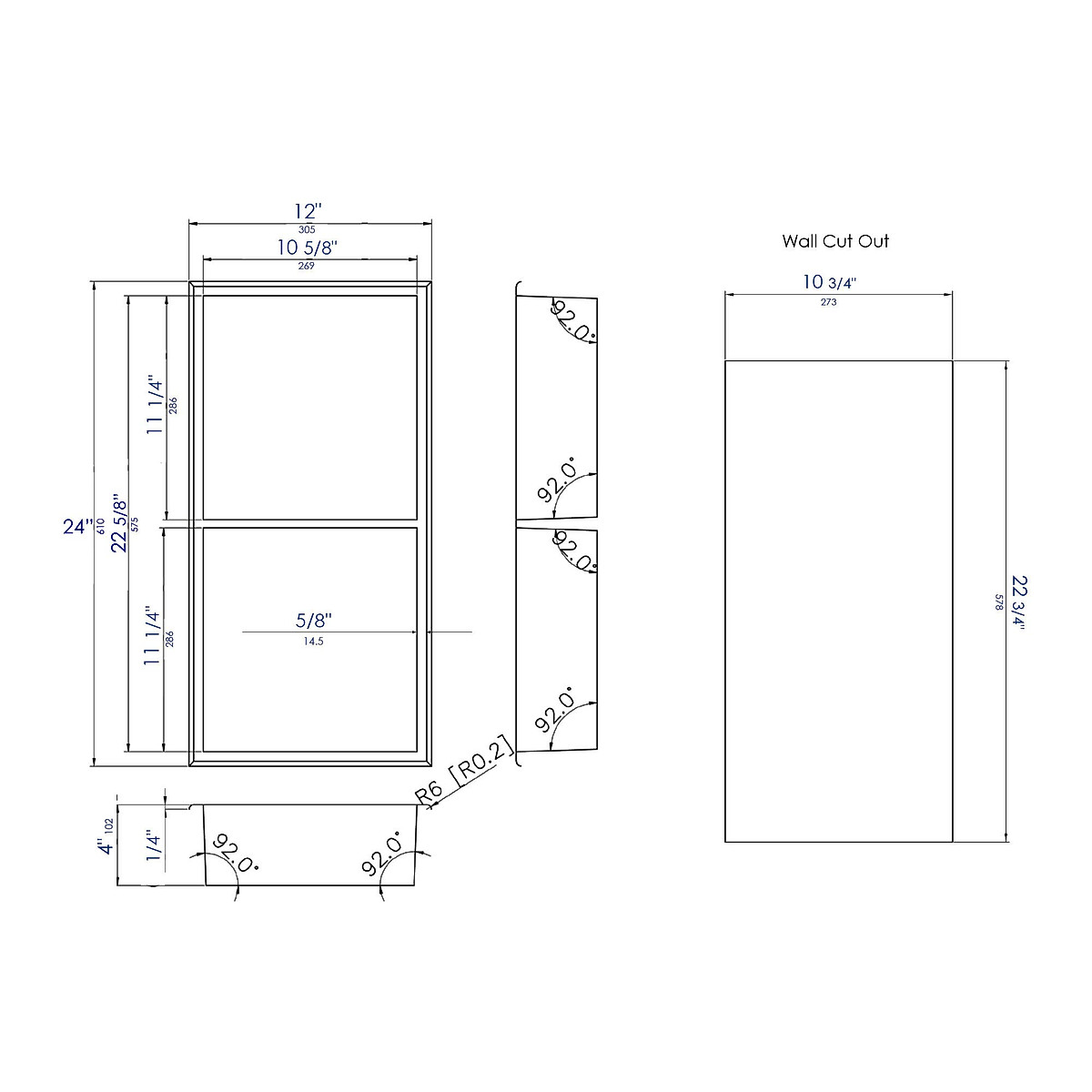 ALFI brand ABNP1224-BB Shower Niche, Brushed Black
