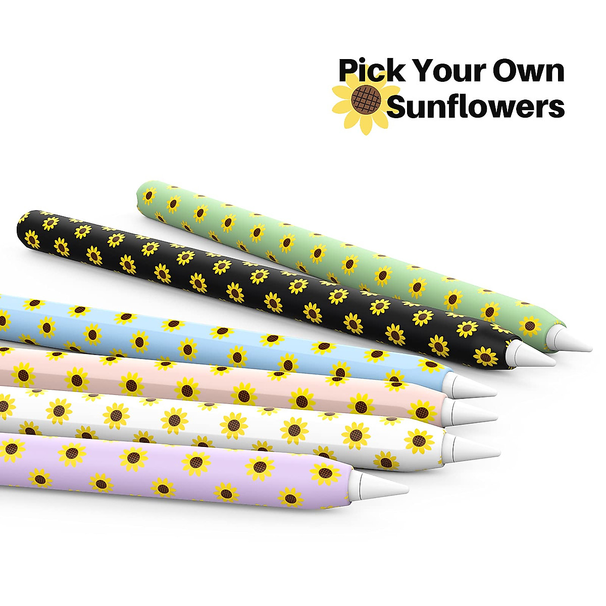 NIUTRENDZ Sunflower Case for Apple Pencil 2nd Generation Case Cover Silicone Protective Sleeve Accessories with 10pcs Apple Pencil Tips Cover (White)