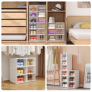 Harmon Wandyer Shoe Organizer Box 3-Tier Foldable Shoe Rack, Fit Size 12, No Assembly Stackable Shoe Organizer Storage Bins wit, All In One Universal Shoe Storage Boxes for Men and Women