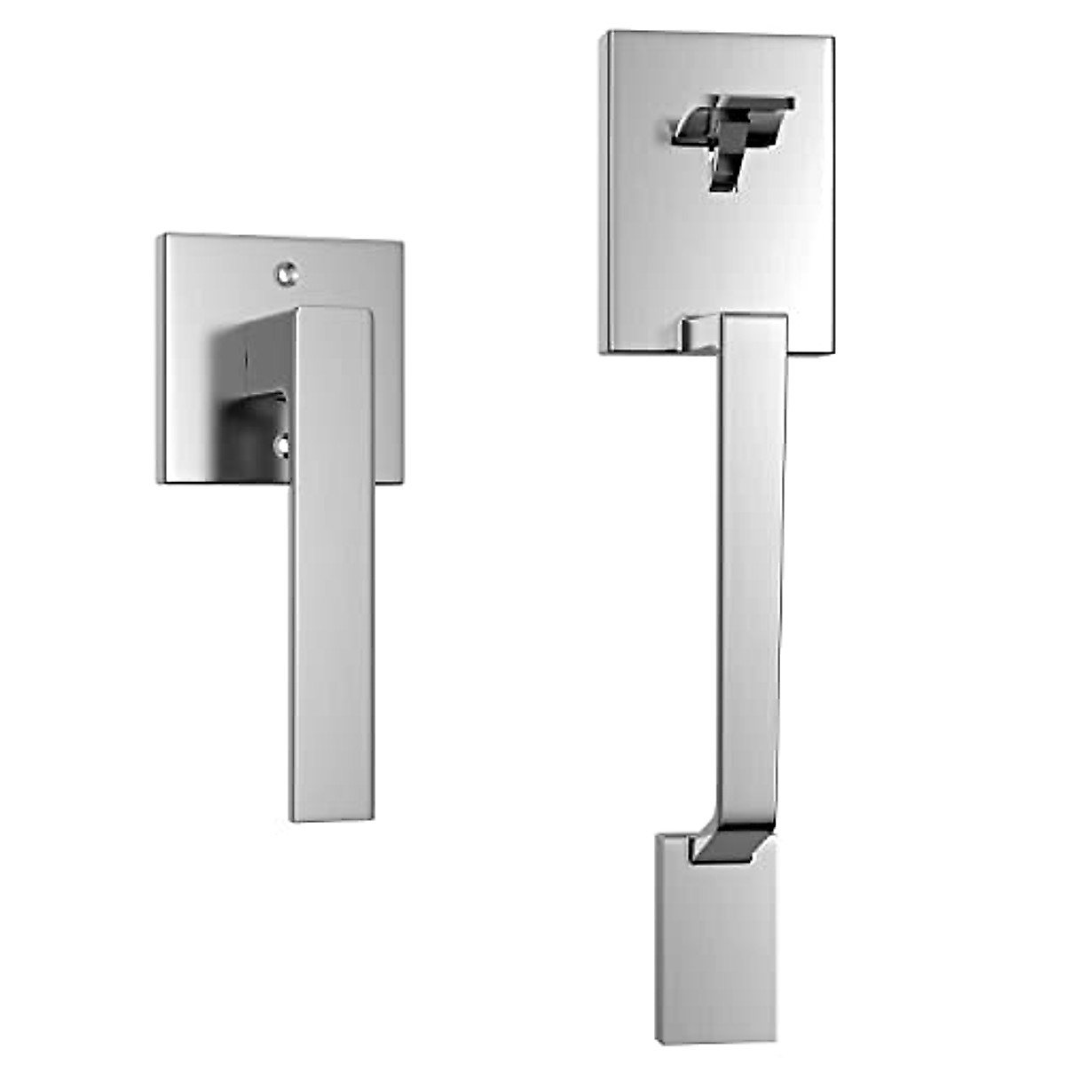 YYTDZSW Front Door Handle No Lock, Front Entry Door Handleset, Exterior Door Handle with Reversible Lever, Fit Left & Right Handed Doors, Satin Nickel