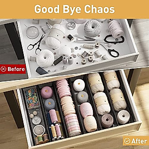 Silverware Organizer for Kitchen Drawer Utensil Cutlery Tray with Interlocking Arm Mesh Metal Flatware Storage Slip-proof for Knives, 6 Compartment by FURNINXS