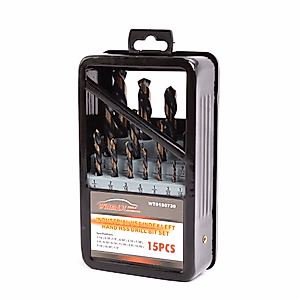 Left Hand Drill Bit Set, 15 Piece | M2 HSS with Titanium Nitride Coating | SAE (1/16" - 1/2")
