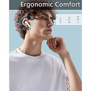 Mysic Wireless Earbuds,Bluetooth 5.3 Earbuds Built in 4 ENC Stereo Microphone Bluetooth Headphones 42H Playtime with Charging Case IPX7 Waterproof Mini in-Ear Earphones for iOS Android(White)