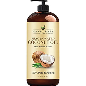 Handcraft Blends Fractionated Coconut Oil - 16 Fl Oz - 100% Pure and Natural - Premium Grade Carrier Oil for Skin, Hair and Body - Massage - Hair Tonic