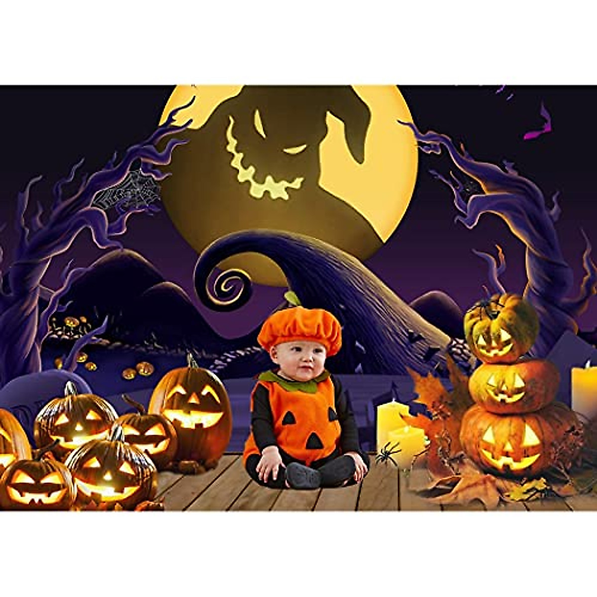 Maijoeyy 7x5ft Nightmare Before Christmas Backdrop Child Kid Halloween Backdrops for Photography Nightmare Before Christmas Props Halloween Party Backdrop Decoration