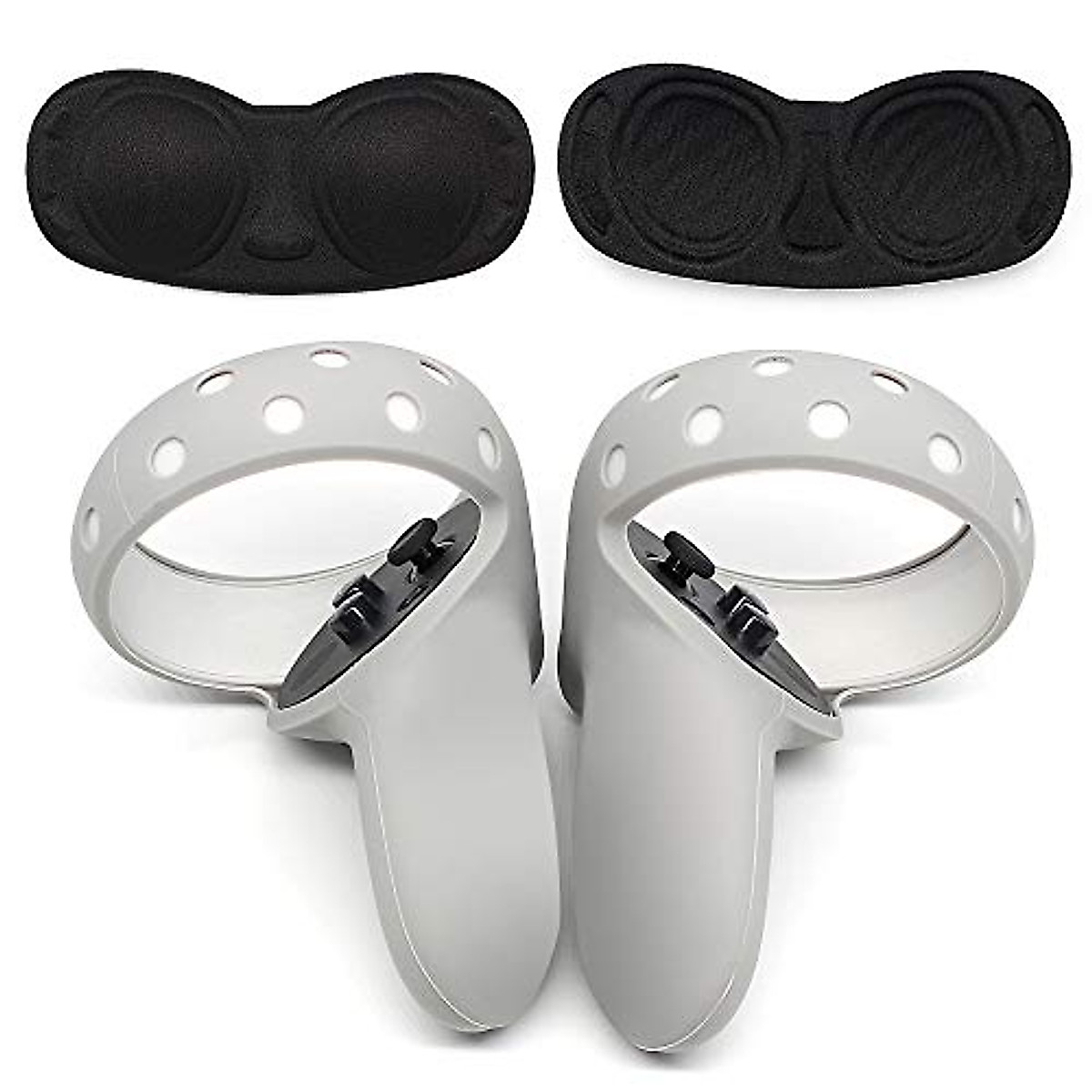 Touch Controller Grip Cover +Lens Cover for Quest 2,Silicone Anti-Throw Handle Protective Sleeve for Quest 2