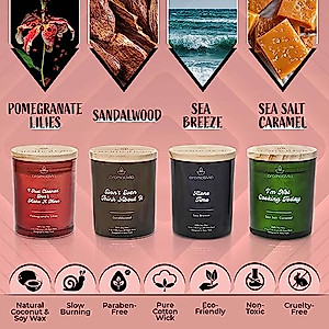 Aromativia Scented Candles Gift Set for Mom, Pack of 4 - Aromatherapy 100% Pure Soy Wax Candles Mothers Day & Birthday Gift for Women - Funny Me Time Gifts for Mom, Home, Yoga, Relaxing Spa