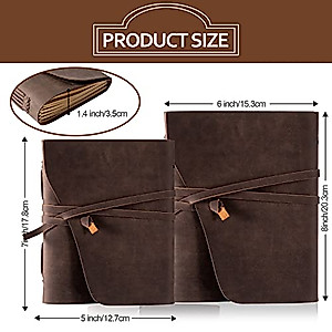 SHALORY Leather Journal Notebook for Men and Women - 5x7 inches Leather Bound Daily Notepad-300 Kraft Lined Pages Leather Notebook for Business, Travel, Diary, Sketchbook Gift. (5"x 7", Dark Brown)