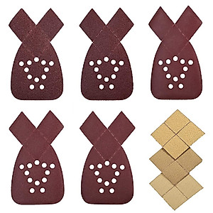 Sanding Sheets for Black and Decker Mouse Sanders, 50PCS 60 80 120 150 220 Grit Sandpaper Assortment with Extra Tips for Replacement, 12 Holes Hook and Loop Detail Sander Sanding Pads Sand Paper