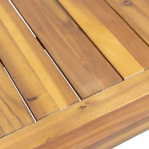 Christopher Knight Home Louver Outdoor Acacia Wood Loveseat and Coffee Table Set with Cushions, 40 "W x 20 "D x 13.75 "H, Teak + Cream