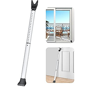 AceMining Upgraded Door Security Bar & Sliding Patio Door Security Bar, Heavy Duty Security Door Stoppers Adjustable Door Jammer Security Bar for Home, Apartment, Travel (1 Pack,White)