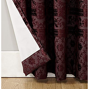 Sun Zero Elidah Medallion Bonded Velvet Thermal Extreme Total Blackout Grommet Curtain Panel, 50" x 84", Merlot