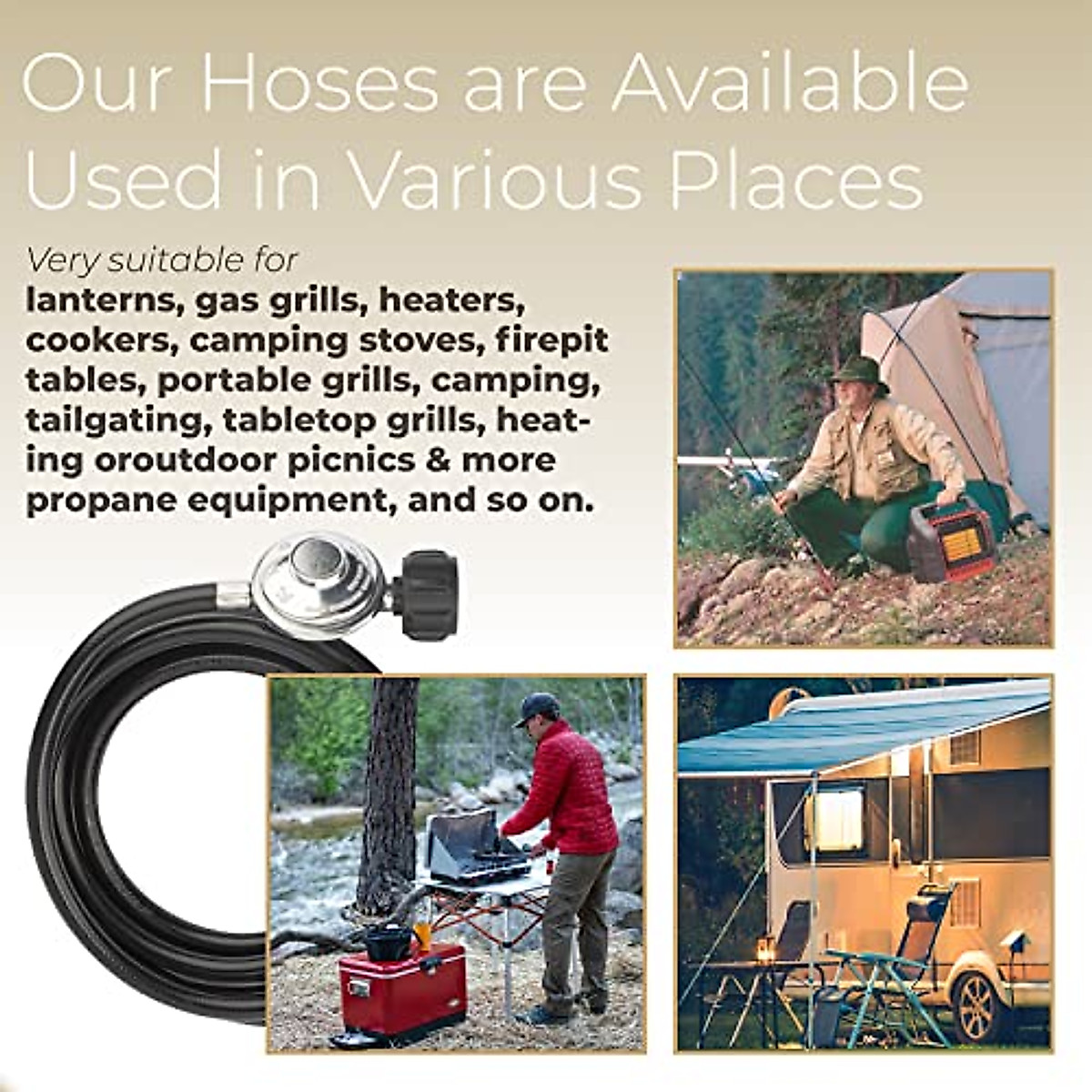 Ximoon F271803 Buddy Heater Adapter Hose Replacement for Mr. Heater F271803 12ft Big Buddy Hose with Regulator, 3/8 inch Female Quick Connect x QCC1 Propane Tank Connection