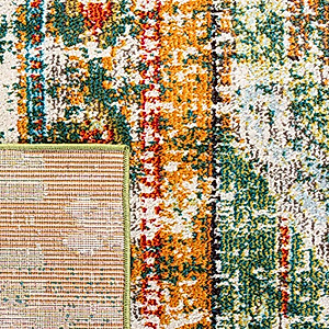 SAFAVIEH Madison Collection 8' x 10' Green / Orange MAD422Y Boho Chic Tribal Distressed Non-Shedding Living Room Bedroom Dining Home Office Area Rug