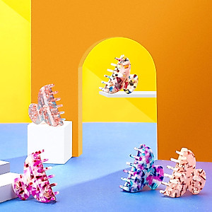 WILLBOND 6 Pieces Medium Hair Claw Clips for Thin Hair 2.6 Inch Tortoise Shell Clip Banana Jaw Hairpin French Style Barrettes Head Accessories for Women Girls(Cute Patterns)