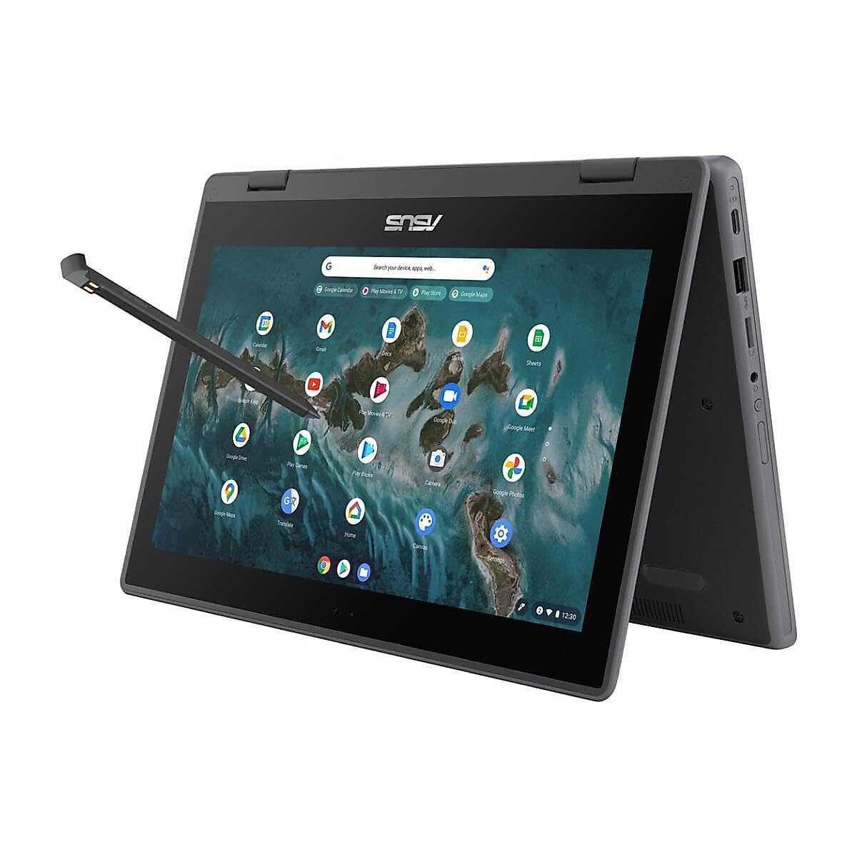 ASUS Chromebook Flip CR1 CR1100 11.6" HD 2-in-1 Touchscreen Notebook Computer, Intel Celeron N5100 1.1GHz, 4GB RAM, 32GB eMMC, Chrome OS, Dark Gray