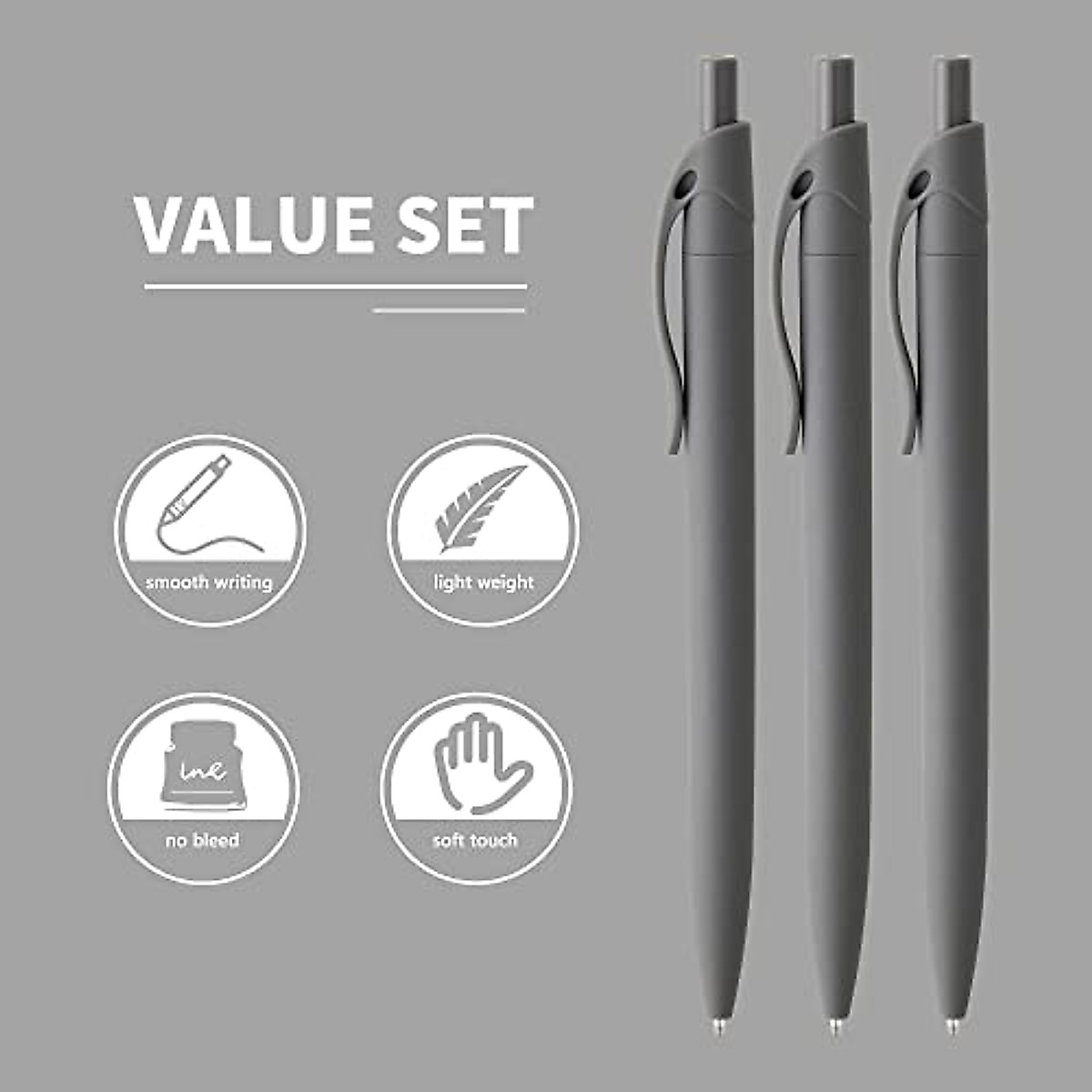 deegtran Pens Bulk, 50 Pack No Bleed Black Click Pens, Wholesale Retractable Ballpoint Pens, Pens Medium Point, Smooth Ink Pens, 1.0MM Black Ink