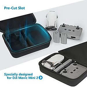JSVER Carrying Case for DJI Mini 2 Hard Shell Storage Case for Mavic Mini 2/ Mini 2 SE Drone Remote Comtroller and Other Accessories, with Propeller Protectors and Control Stick Cover