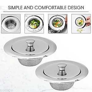 2Pcs Kitchen Sink Strainers with Lids - Stainless Steel Sink Strainer for Kitchen Sink - Hair Catcher Bathroom Sink Strainer - Anti Clogging Drain Strainer Set 4.5'' Kitchen Sink Drain Stopper Wide