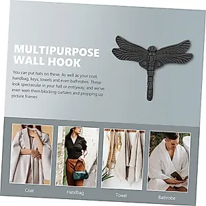 Cabilock 5 Sets Dragonfly Hook Wall Mounted Key Holder Outdoor Decor Plain Hats Bag Wall Door Hooks Robe Hooks Dragonfly Key Hanger Retro Wall Hanger Dragonfly Hanger Jacket Bath Towel