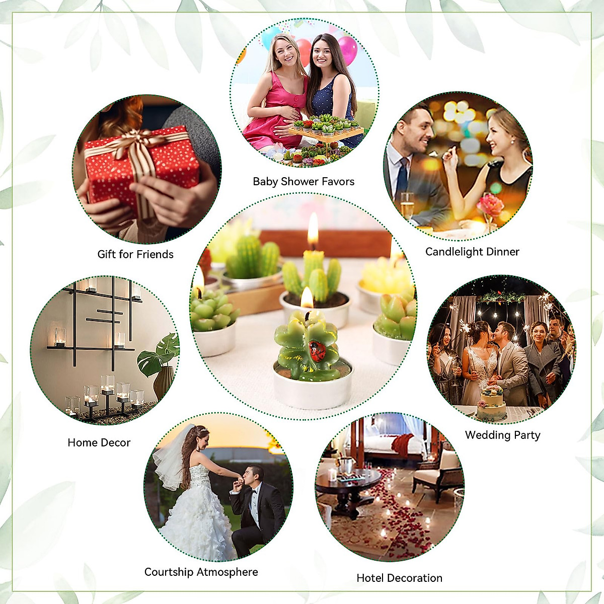 AIXIANG 12Pcs Cactus Candles Succulent Candles, Wedding Party Favors for Guests, Bridal Shower Candles Favors