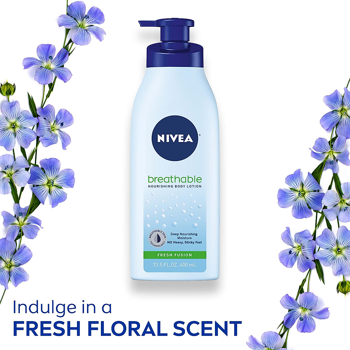 NIVEA Breathable Nourishing Body Lotion Fresh Fusion, Body Lotion for Dry Skin, 13.5 Fl Oz Pump Bottle