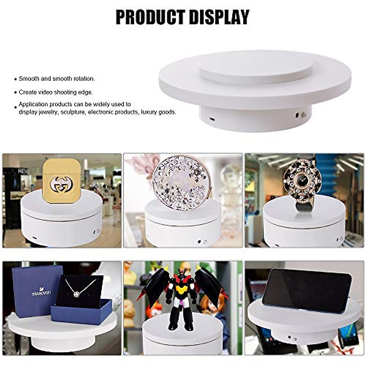fotoconic Electric Motorized Turntable Rotating Display Stand, Remote Control Angle, Speed Direction, Various Rotation Mode, 11 Lbs Centric Loading, and 2 Pieces Magnetic Cover (4.75" & 8" Diameter)