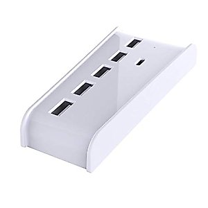 SHYPT 5 Port High-Speed Splitter Adapter Game Console USB Hub Multifunctional for PS5 Game Console Charging Stand Indicator Light (Color : White)