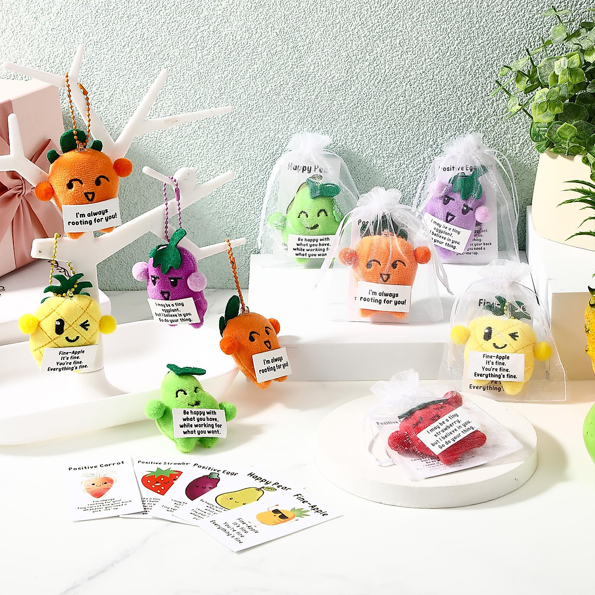 Hotop 20 Sets Christmas Coworker Gifts Bulk Positive Employee Appreciation Gift Inspirational Thank You Staff Gift(Fruits)