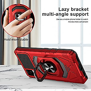 Ailiber for TCL 30Z (T602DL) Phone Case, TCL 30 LE Case with Screen Protector, Ring Kickstand for Magnetic Car Mount, Military Grade, Heavy Duty Shockproof Protective Cover for Alcatel TCL 30 Z-Red