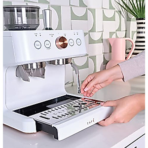 Café Bellissimo Semi Automatic Espresso Machine + Milk Frother | WiFi Connected, Smart Home Kitchen Essentials | Built-In Bean Grinder, 15-Bar Pump & 95-Ounce Water Reservoir | Matte White