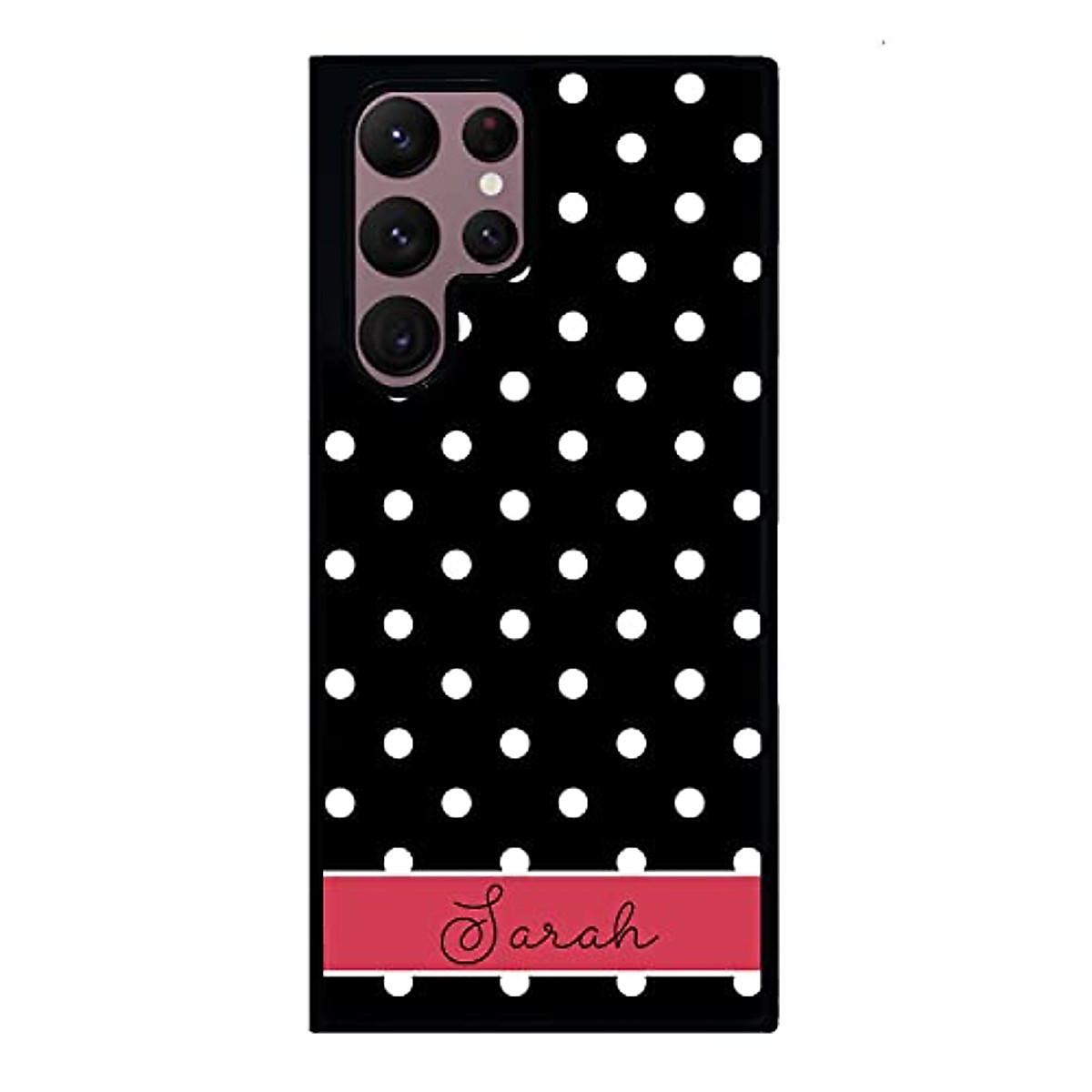 Polka Dot Black White Red Personalized Black Rubber Phone Case Compatible With Samsung Galaxy S23 S23+ Ultra S22 S22+ S21 S21FE S21+ S20FE S20+ S20 Note 20 S10 S10+ S10e