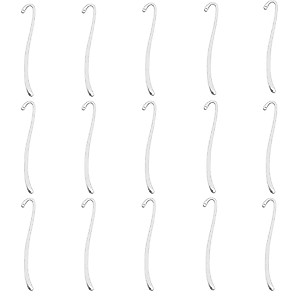 YYANGZ 15PCS Silver Plated Smooth Bookmark, Hook Bookmark, Jewelry Making Charms