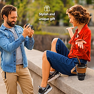 Habitree Coffee Mug- Ideal for Photographers&Travelers - 2 Lids,Cup Holder,Silicone Straw- Stainless Steel Lens Mug Thermos- Christmas gifts- Gifts for him,Portable Cup