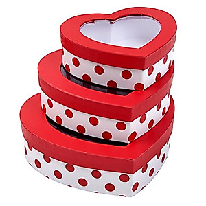 Valentine's Day Heart Shaped Gift Boxes with Window 3 Pack Valentine Hearts Treat Box with Lids Valentines Nesting Cardboard Cookie Box for Gift Giving Holiday Decorative Present Wrapping & Packaging