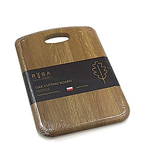 RYBA Hanging Wooden Chopping Board - Premium Solid Oak Wood - Great for Chopping and Serving Appetiser - Alternative Stylish Wooden Cheese Board – Oak Cutting Board with Hanging Hole (11x7,9x0,8")