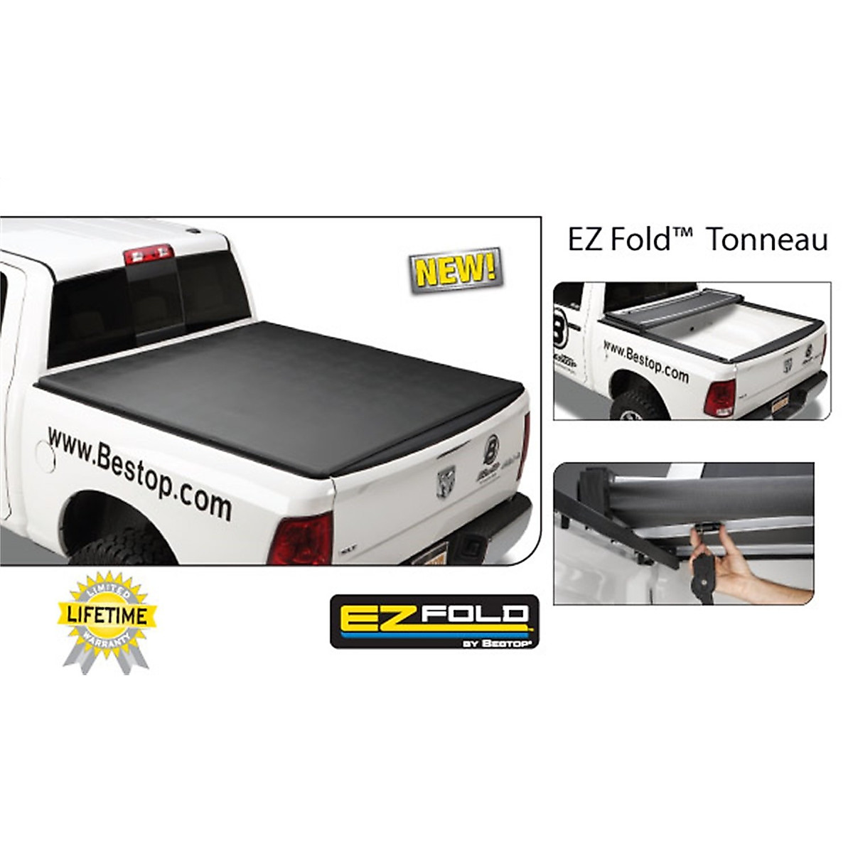Bestop 1612501 EZFold Soft Tonneau Cover for 1993-2011 Ranger Splash - Flareside - 6.0 ft Bed