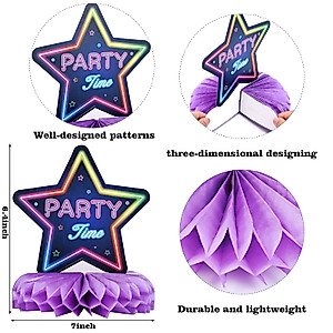 9-Piece Glow Neon Party Decoration Honeycomb Centerpieces for Tables Let's Glow Honeycomb Decorations Tabletop Centerpiece Sign for Glow in Dark Party Baby Shower