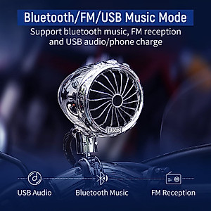 LEXIN Q3 Motorcycle Speakers Bluetooth Waterproof, 3" Full Range Handlebar Audio Systems for Harley with Stereo/Bass Sound, Turning Light, Bluetooth V5.1, FM Radio, Fits ATVs/UTVs, Chrome