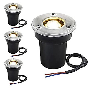 Garden Buried Light 1W LED IP67 Underground Recessed Inground Warm White 120V for Outdoor Landscape Lighting(4 Pack)