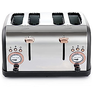 Megachef 4 Slice Wide Slot Toaster with Variable Browning in Black and Rose Gold