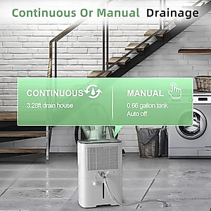 HOGARLABS 50 Pint Dehumidifiers for Home Basements, with 3 Working Modes, Overflow Protection, and Auto Shut off Restart. Ultra Silent Dehumidifier with Drain Hose, Intelligent Humidity Control