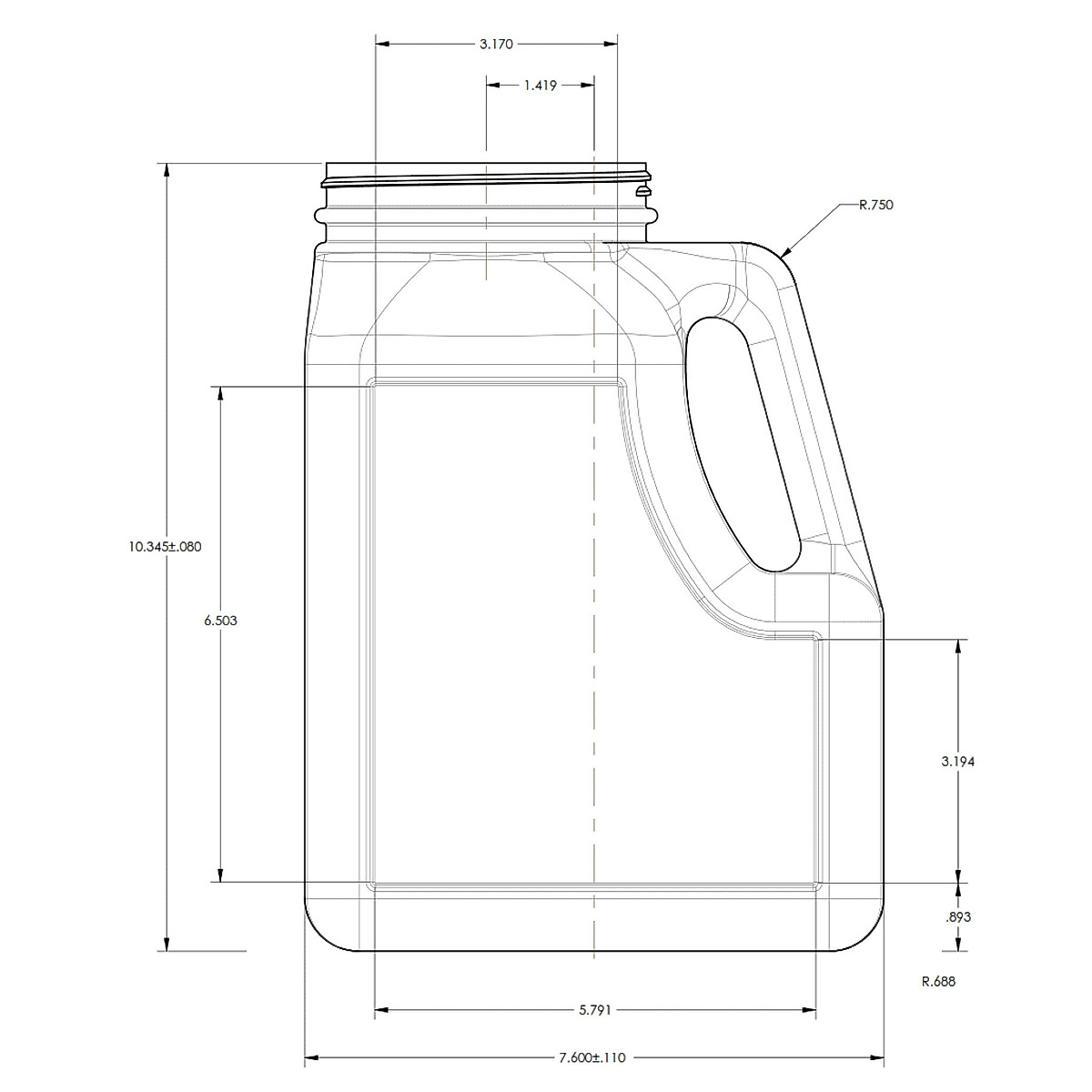 Dubble O 4-Pack Clear Wide Mouth Plastic Jar for Dry Goods/Spice Jar with Handle and Lid - 160 oz. / 1.25 Gallon - Food and Household Supplies Storage Container/Organizer