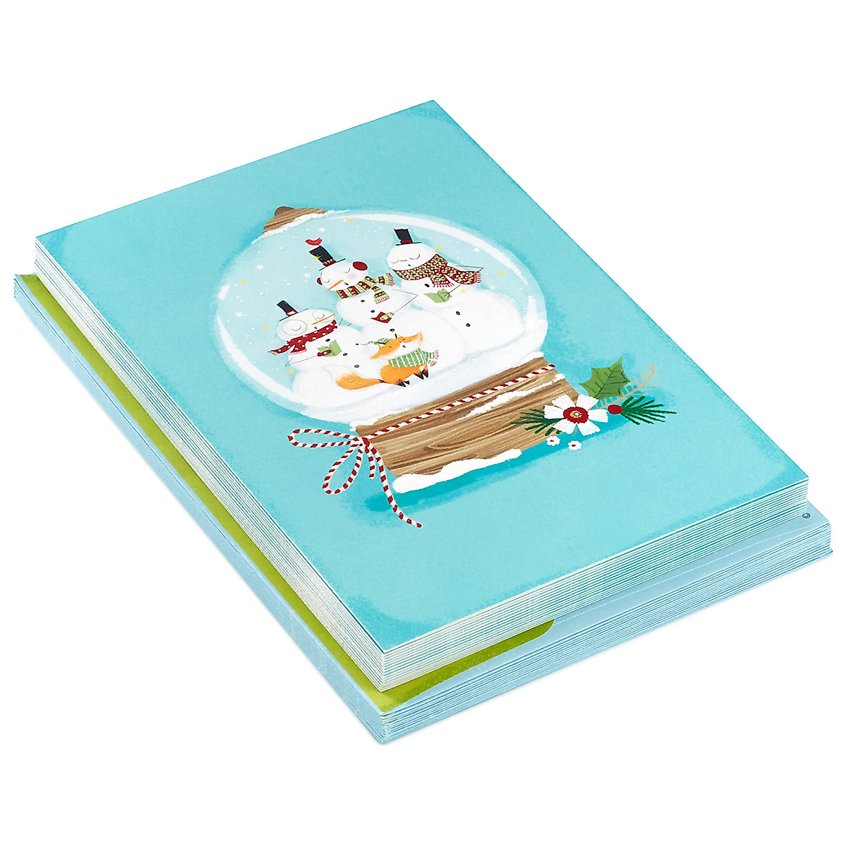Hallmark Boxed Christmas Cards, Snowmen Snow Globe (16 Cards and 17 Envelopes)